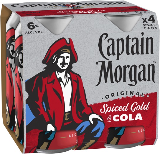 Captain Morgan Spiced Rum & Cola Can - 4 & 24 Pack Deals