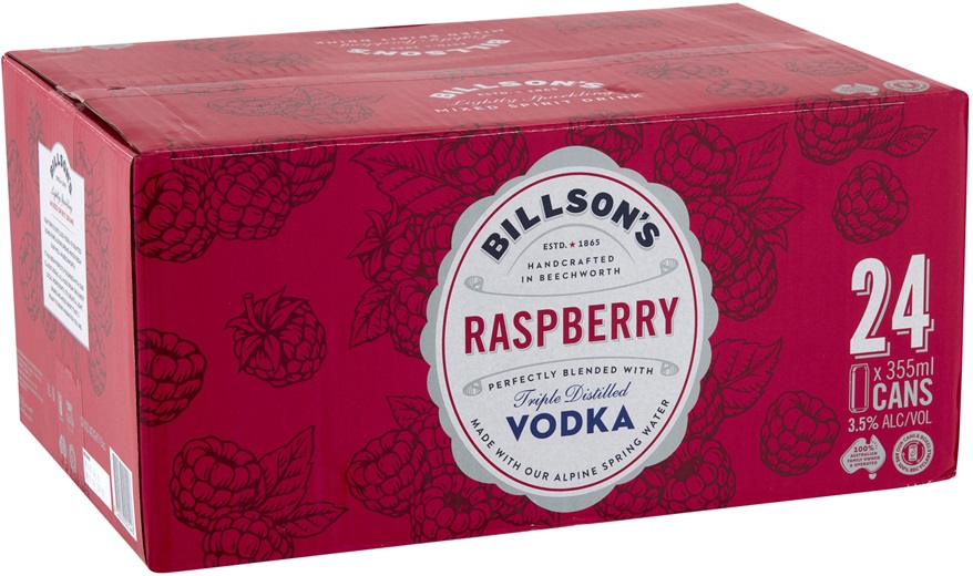 Billson's Raspberry Vodka - Single, 4 & 24 Pack Deals