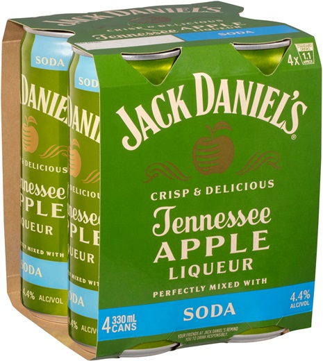 Jack Daniels Apple & Soda Can 330ml - 4 & 24 Pack Deals