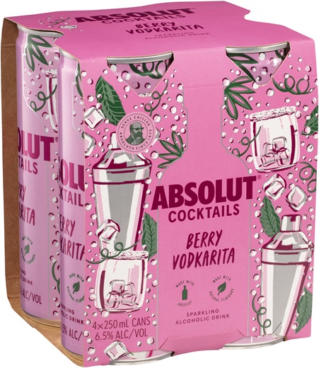 Absolut Cocktails Berry Vodkarita Can 250ml | Liquorland
