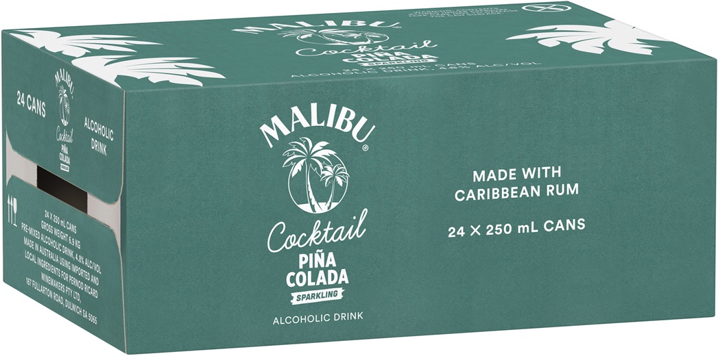 Malibu Cocktails Pina Colada Can 250mL - Single, 4 & 24 Pack Deals