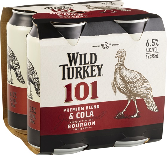 Wild Turkey & Cola 101 Can 375mL - 4 & 24 Pack Deals