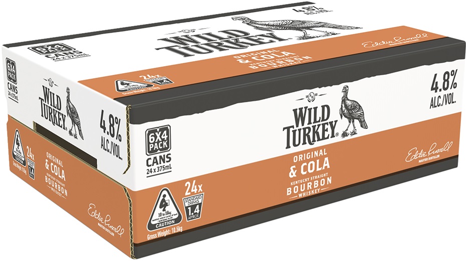 Wild Turkey & Cola Can 375mL - Single, 4 & 24 Pack Deals